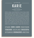Karie Personalized Name Meaning Art Prints – Name Stories