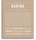 Karina Personalized Name Meaning Art Prints – Name Stories