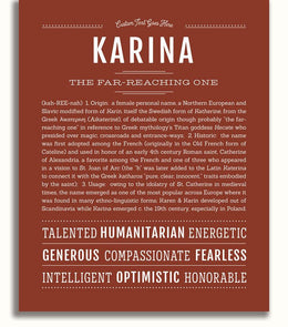 Karina Personalized Name Meaning Art Prints – Name Stories