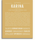 Karina Personalized Name Meaning Art Prints – Name Stories