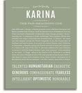 Karina Personalized Name Meaning Art Prints – Name Stories