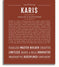 Karis Personalized Name Meaning Art Prints – Name Stories