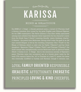 Karissa Personalized Name Meaning Art Prints – Name Stories