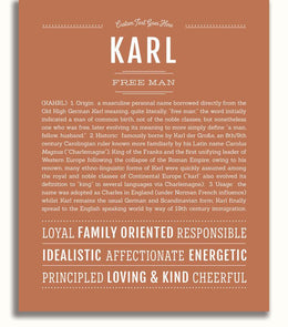 Karl Personalized Name Meaning Art Prints – Name Stories