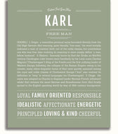 Karl Personalized Name Meaning Art Prints – Name Stories