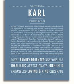 Karl Personalized Name Meaning Art Prints – Name Stories