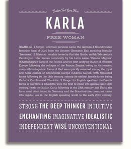 Karla Personalized Name Meaning Art Prints – Name Stories