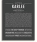Karlee Personalized Name Meaning Art Prints – Name Stories