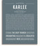 Karlee Personalized Name Meaning Art Prints – Name Stories