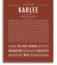 Karlee Personalized Name Meaning Art Prints – Name Stories