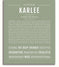 Karlee Personalized Name Meaning Art Prints – Name Stories