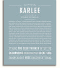 Karlee Personalized Name Meaning Art Prints – Name Stories
