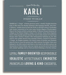 Karli Personalized Name Meaning Art Prints – Name Stories