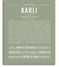 Karli Personalized Name Meaning Art Prints – Name Stories
