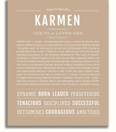 Karmen Personalized Name Meaning Art Prints – Name Stories