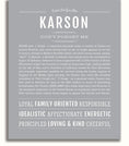 Karson Personalized Name Meaning Art Prints – Name Stories