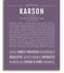 Karson Personalized Name Meaning Art Prints – Name Stories