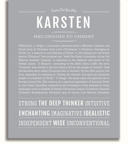 Karsten Personalized Name Meaning Art Prints – Name Stories