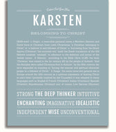 Karsten Personalized Name Meaning Art Prints – Name Stories