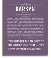 Karsyn Personalized Name Meaning Art Prints – Name Stories