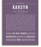 Karsyn Personalized Name Meaning Art Prints – Name Stories