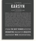 Karsyn Personalized Name Meaning Art Prints – Name Stories