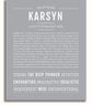 Karsyn Personalized Name Meaning Art Prints – Name Stories