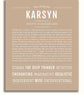 Karsyn Personalized Name Meaning Art Prints – Name Stories