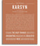 Karsyn Personalized Name Meaning Art Prints – Name Stories