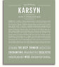 Karsyn Personalized Name Meaning Art Prints – Name Stories
