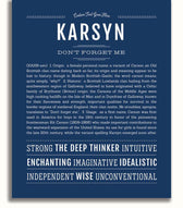 Karsyn Personalized Name Meaning Art Prints – Name Stories
