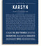 Karsyn Personalized Name Meaning Art Prints – Name Stories