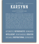 Karsynn Personalized Name Meaning Art Prints – Name Stories
