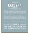 Karsynn Personalized Name Meaning Art Prints – Name Stories