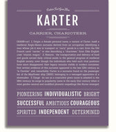 Karter Personalized Name Meaning Art Prints – Name Stories