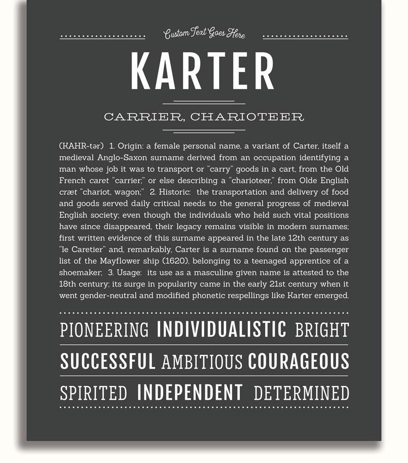 Karter (female) | Name Art Print – Name Stories
