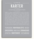 Karter Personalized Name Meaning Art Prints – Name Stories