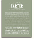 Karter Personalized Name Meaning Art Prints – Name Stories