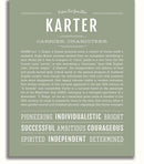 Karter Personalized Name Meaning Art Prints – Name Stories
