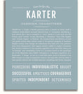 Karter Personalized Name Meaning Art Prints – Name Stories