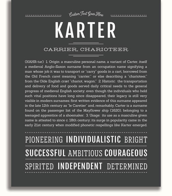 Karter (male) | Name Art Print - Personalized Custom Gifts – Name Stories