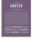 Karter Personalized Name Meaning Art Prints – Name Stories