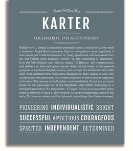 Karter Personalized Name Meaning Art Prints – Name Stories