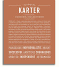 Karter Personalized Name Meaning Art Prints – Name Stories