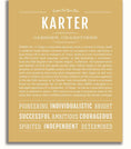Karter Personalized Name Meaning Art Prints – Name Stories