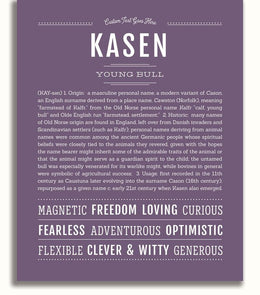 Kasen Personalized Name Meaning Art Prints – Name Stories