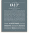 Kasey Personalized Name Meaning Art Prints – Name Stories
