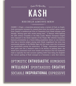 Kash Personalized Name Meaning Art Prints – Name Stories