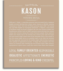 Kason Personalized Name Meaning Art Prints – Name Stories