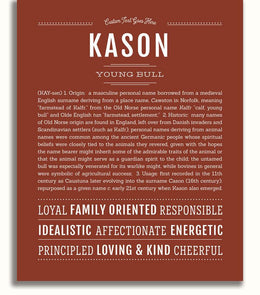 Kason Personalized Name Meaning Art Prints – Name Stories